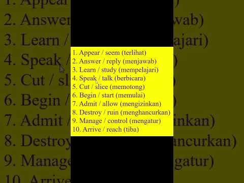 Kosakata Sinonim Kata Kerja Bahasa Inggris 1 #english #vocabulary #bahasainggris