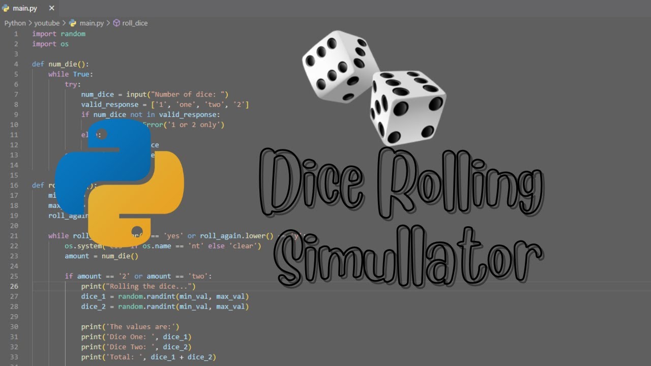 [1] Dice Rolling Simulator Game with Python | Python Projects