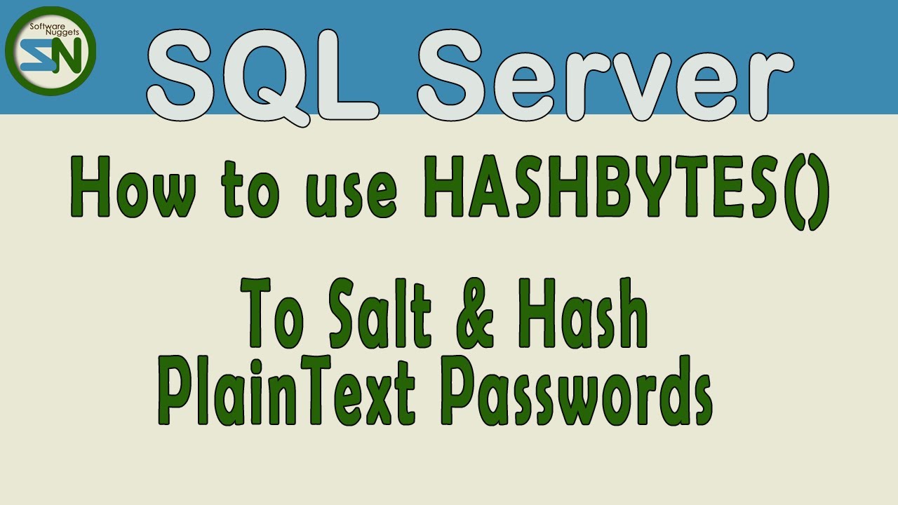 How to Salt and Hash Passwords stored in  SQL Server using HASHBYTES