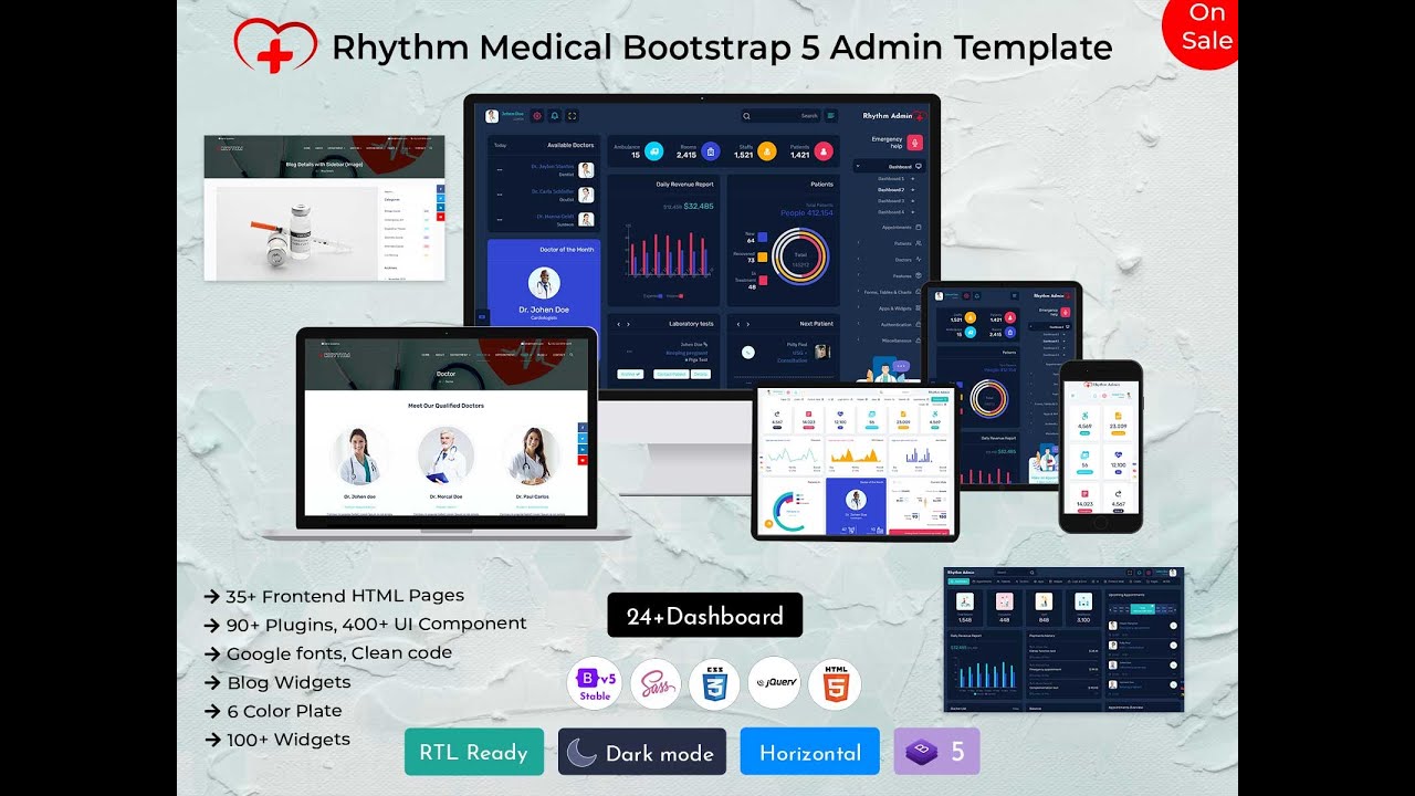 Rhythm Medical Fully Responsive Dashboard Bootstrap 5 Admin Template