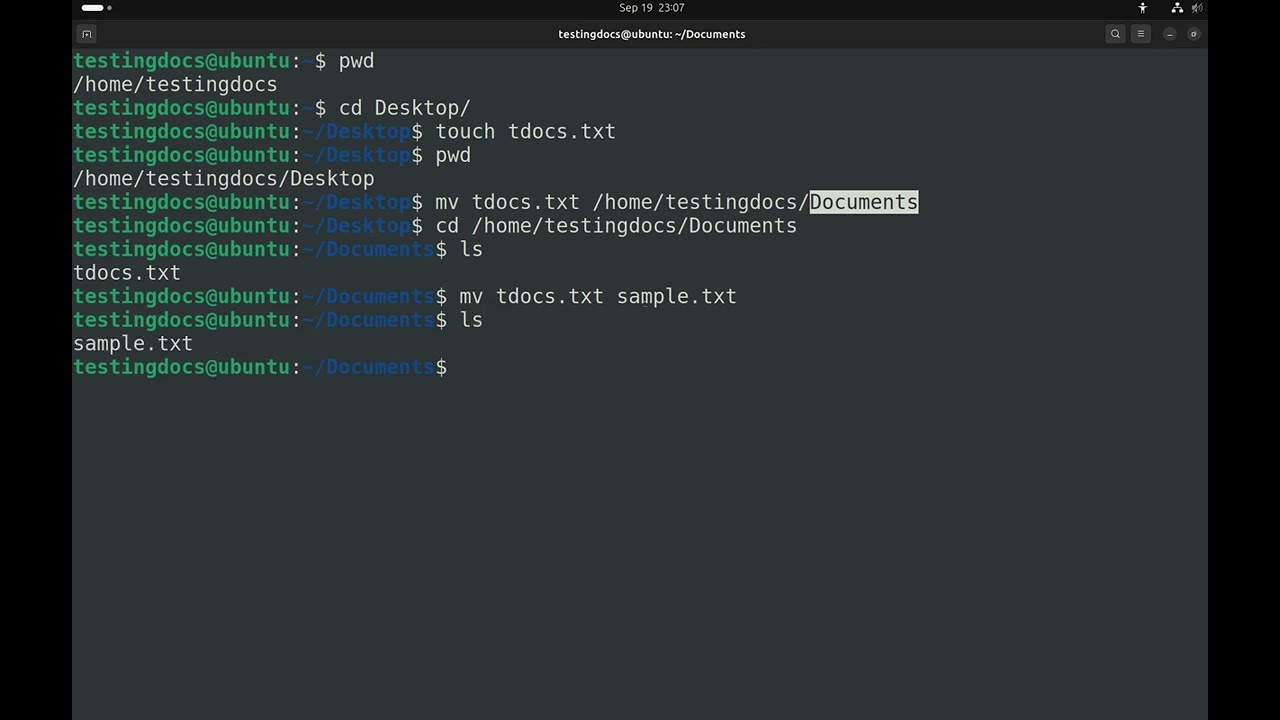Linux mv command #linuxcommandlinetutorial #testingdocs