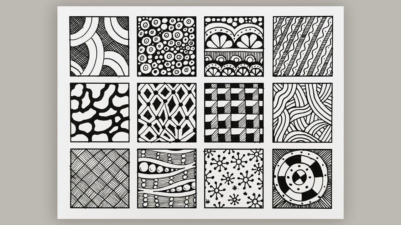12 zentangle patterns ✺ 12 doodle patterns ✺ 12 patrones mandalas