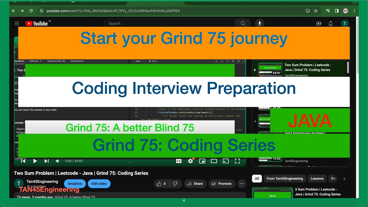 Complete Grind 75 Coding Series in Java | Leetcode Platform | Happy Coding