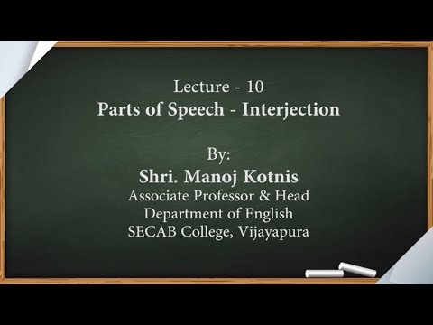 Spoken English | Parts of Speech: Interjection | Lecture 10