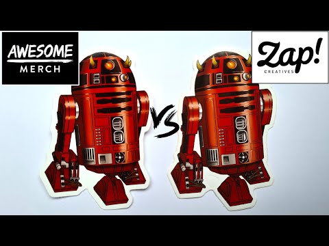 Zap Creatives vs Awesome merch Sticker comparison print quality review
