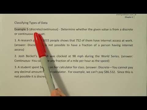 Identifying discrete data and continuous data