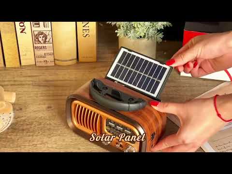 【New Arrival 2023】PRUNUS J-150 Portable Retro AM FM Solar Radio Bluetooth Speaker, TWS/TF/USB