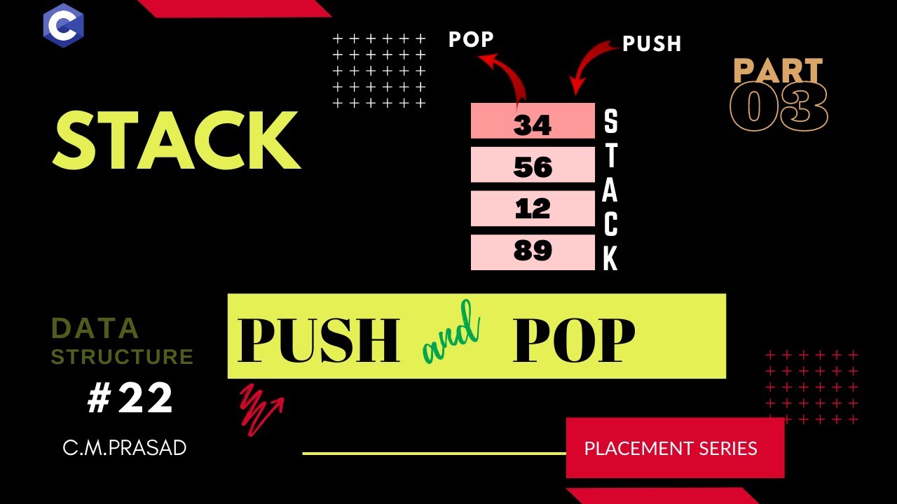 22: PUSH and POP Operation in Stack | Algorithm | C Program
