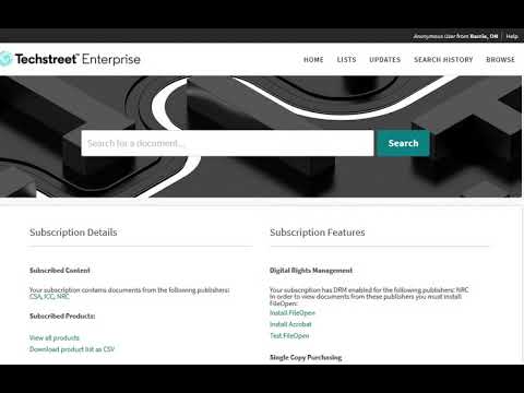 Finding Codes and Standards in TechStreet