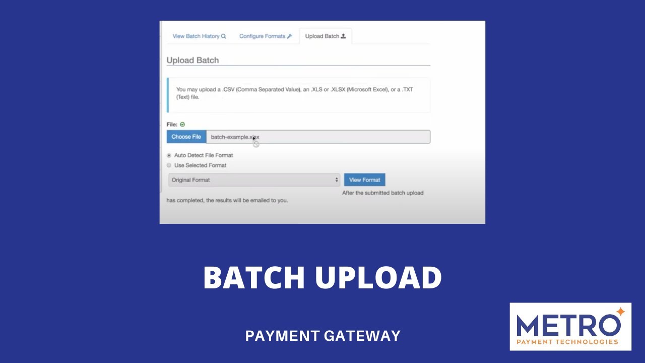 Batch Upload - Metro Payment Gateway