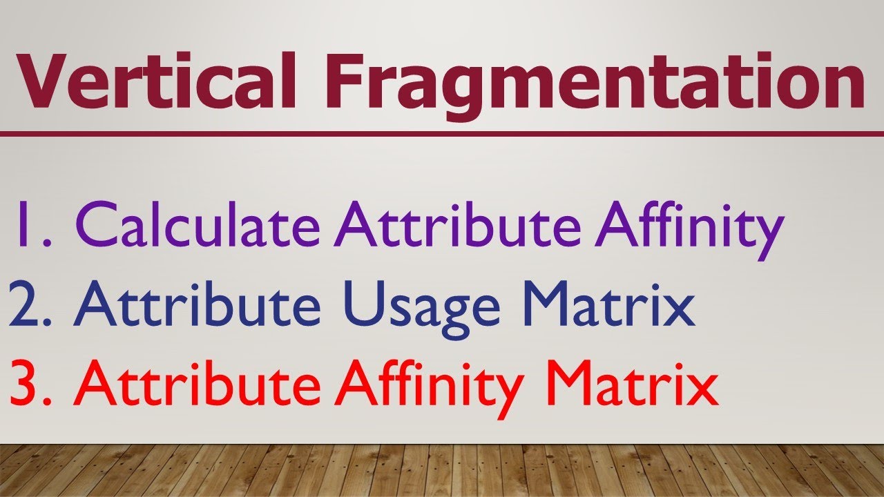 DDBMS | Vertical Fragmentation | Calculating Attribute Affinity