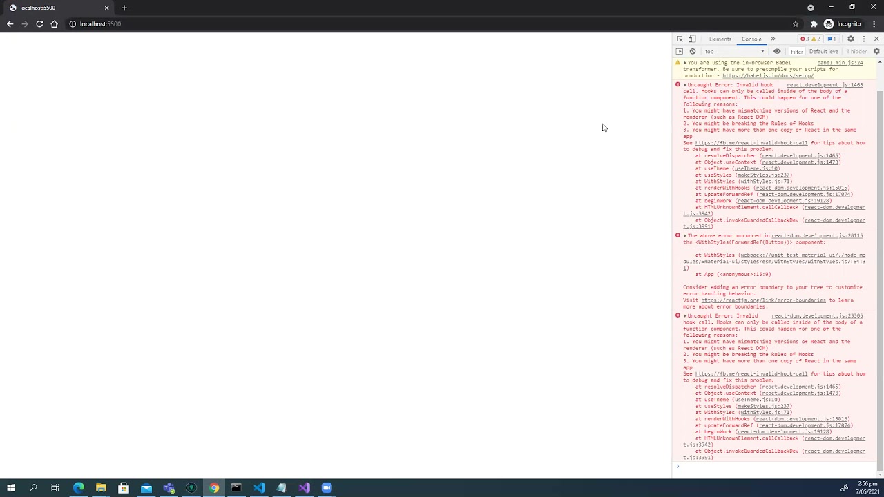 React Material UI Webpack resolve invalid hook call issue