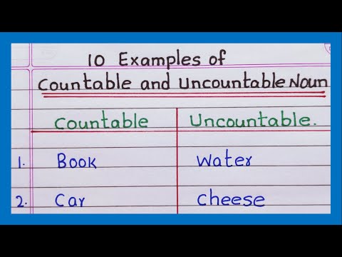 Examples of Countable and Uncountable noun | 5 Examples | 10 Examples of countable and uncountable