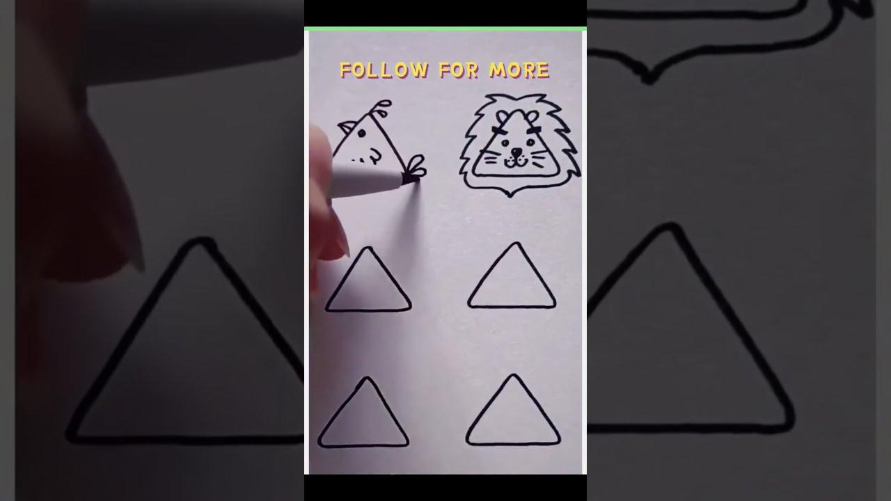 Cómo dibujar varios animales a partir de triángulos.#shorts