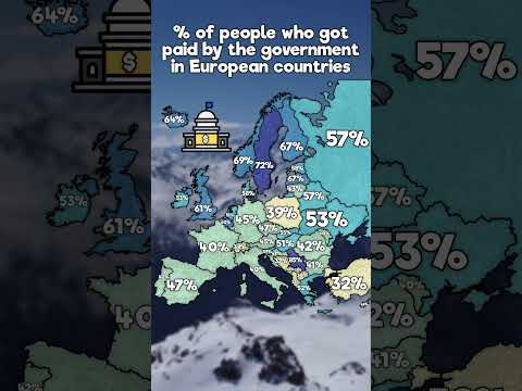 % of people who get paid by the government in European countries 💰 #map #mapping #geography