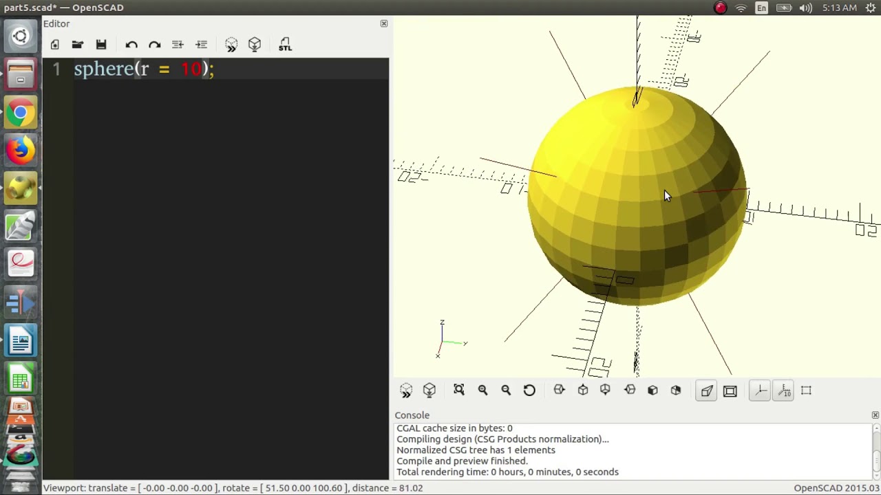 Spheres-OpenSCAD Tutorial 5
