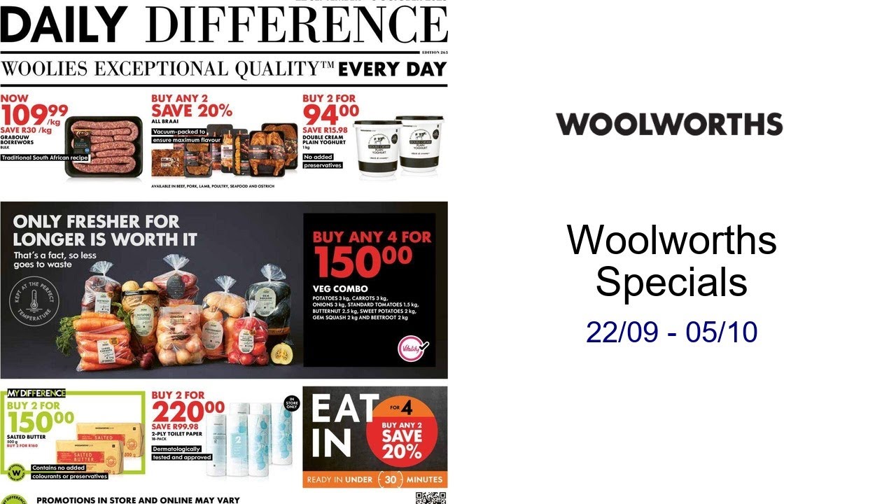 Woolworths Specials 22/09 - 05/10