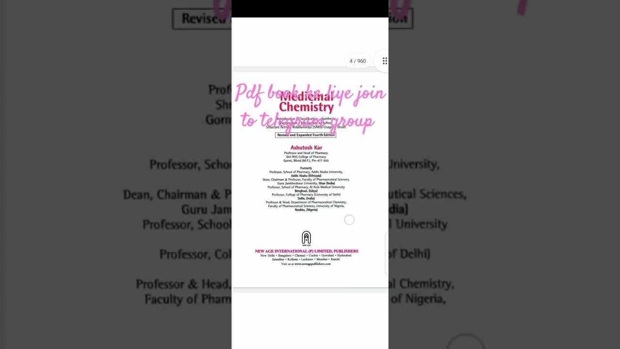 Medical chemistry PDF book most important book pharmacy#viralvideos ##chemistry