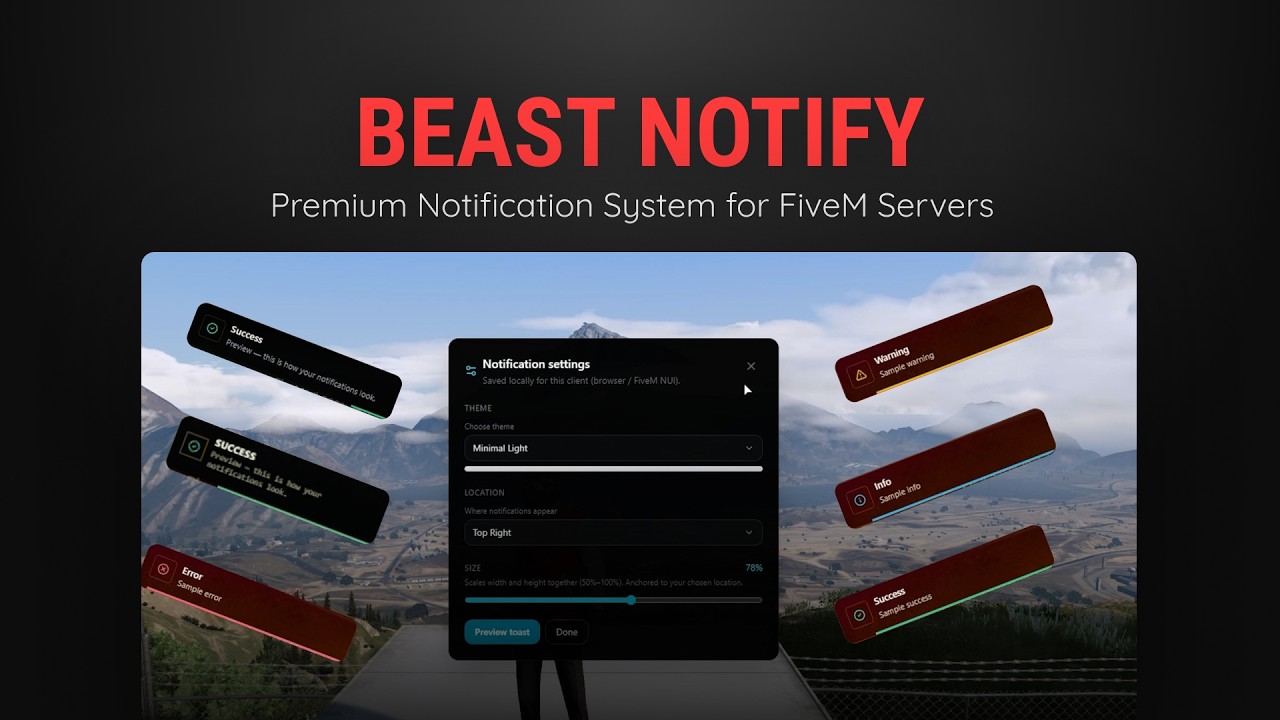 Beast Notify – Premium FiveM Notification System Showcase