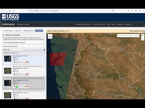 Satellite data download from USGS earth explorer