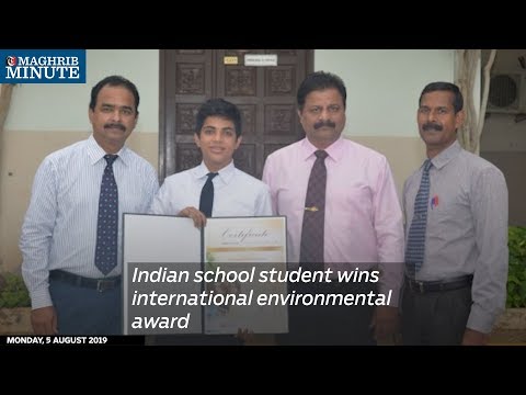 Indian school student wins international environmental award