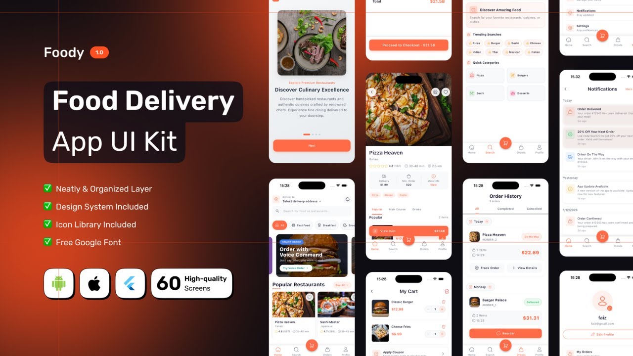 Hungry for a Stunning Flutter Food Delivery App? 🚀 Save 100+ Hours!