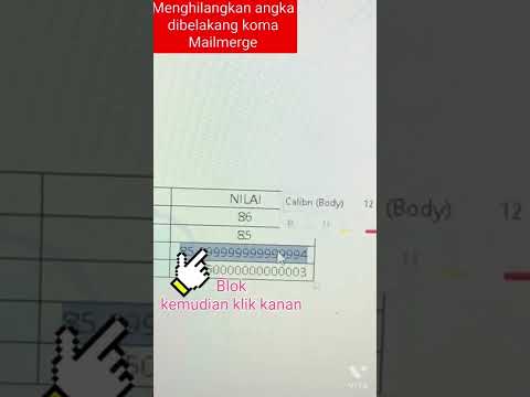 Cara menghilangkan angka belakang koma di Mail Merge