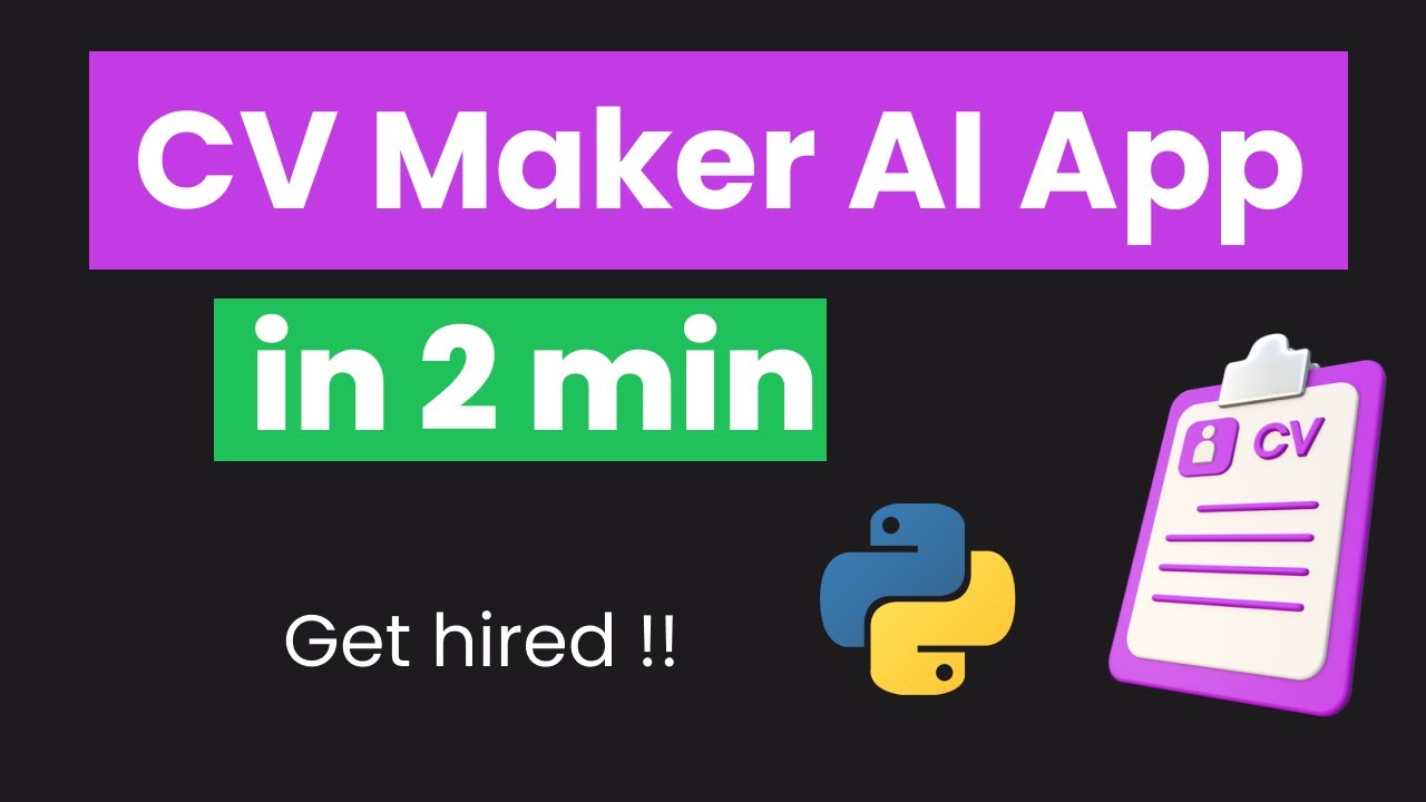 I Create CV Maker AI App in 2 MIN Using Python & Learn Python by Building AI Projects & Python ML AI