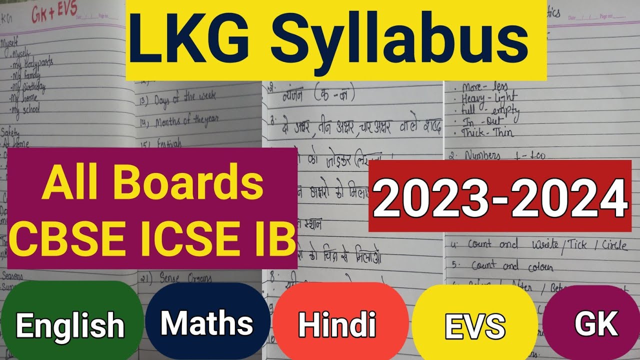 LKG All Subjects Syllabus 2023-2024 || LKG CBSE / ICSE/ ISE / SSC Syllabus || LKG Syllabus ||