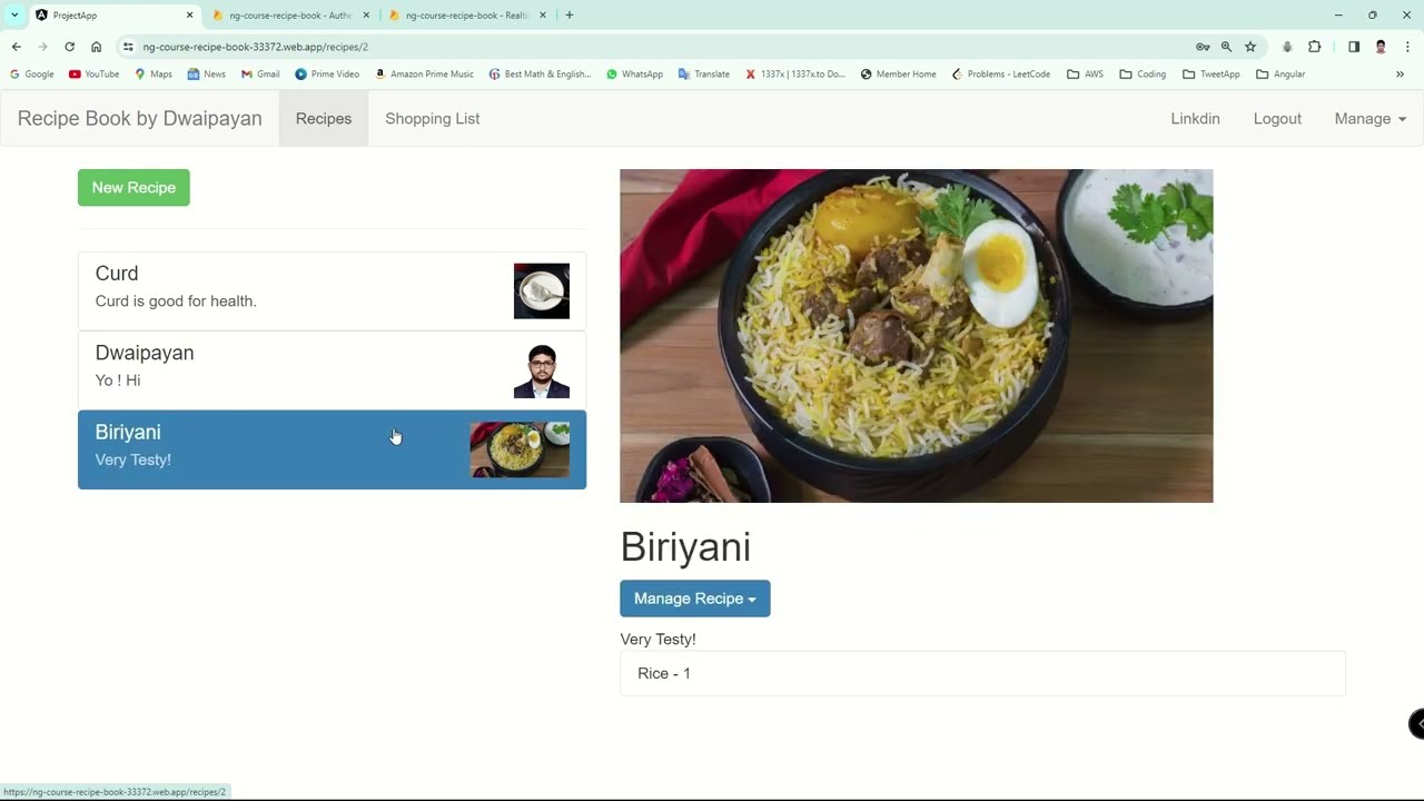 Recipe book App || Angular and Firebase Project