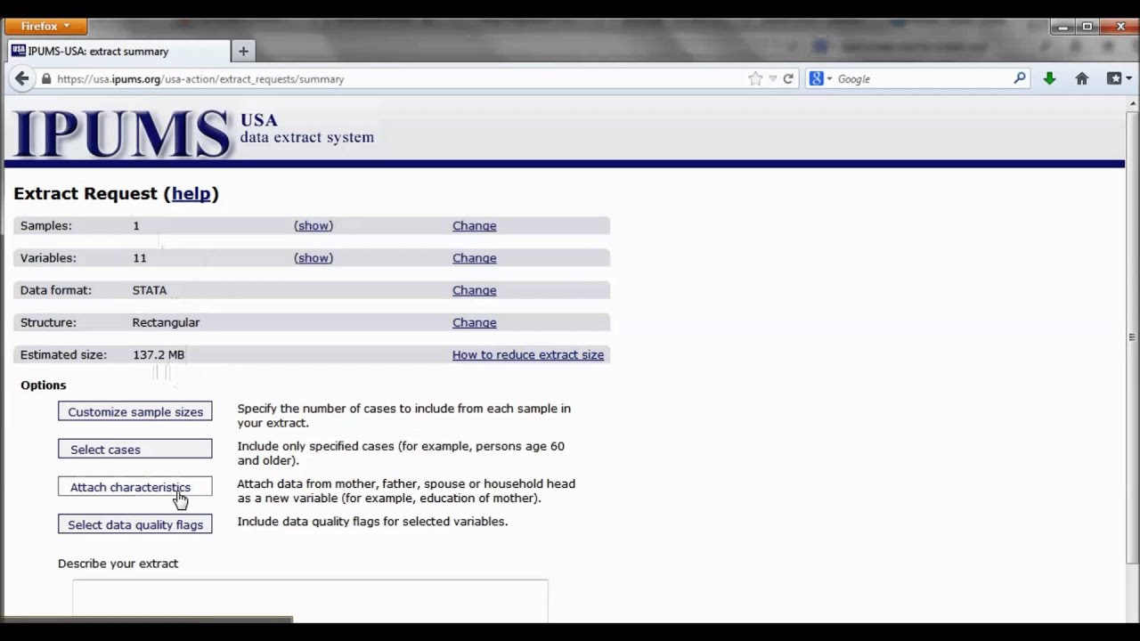 Getting Started with IPUMS, Part 2: Ordering Data