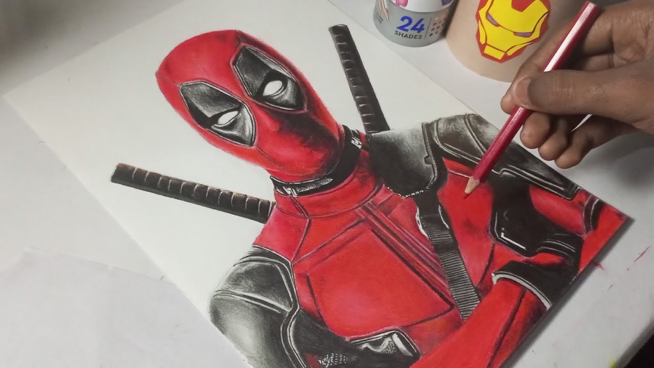 how to draw Deadpool colour pencil|| speed drawing || #drawing #deadpool@artology1