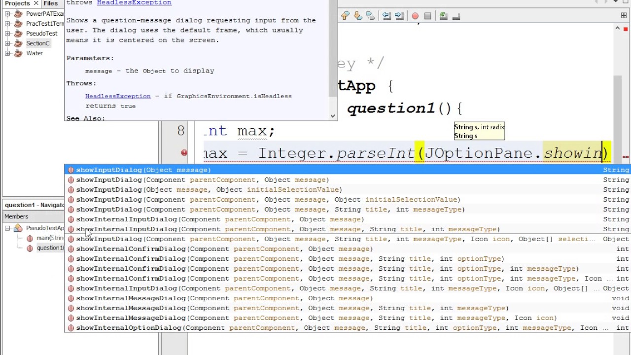 Converting Pseudo Code into JAVA to test using Netbeans IDE