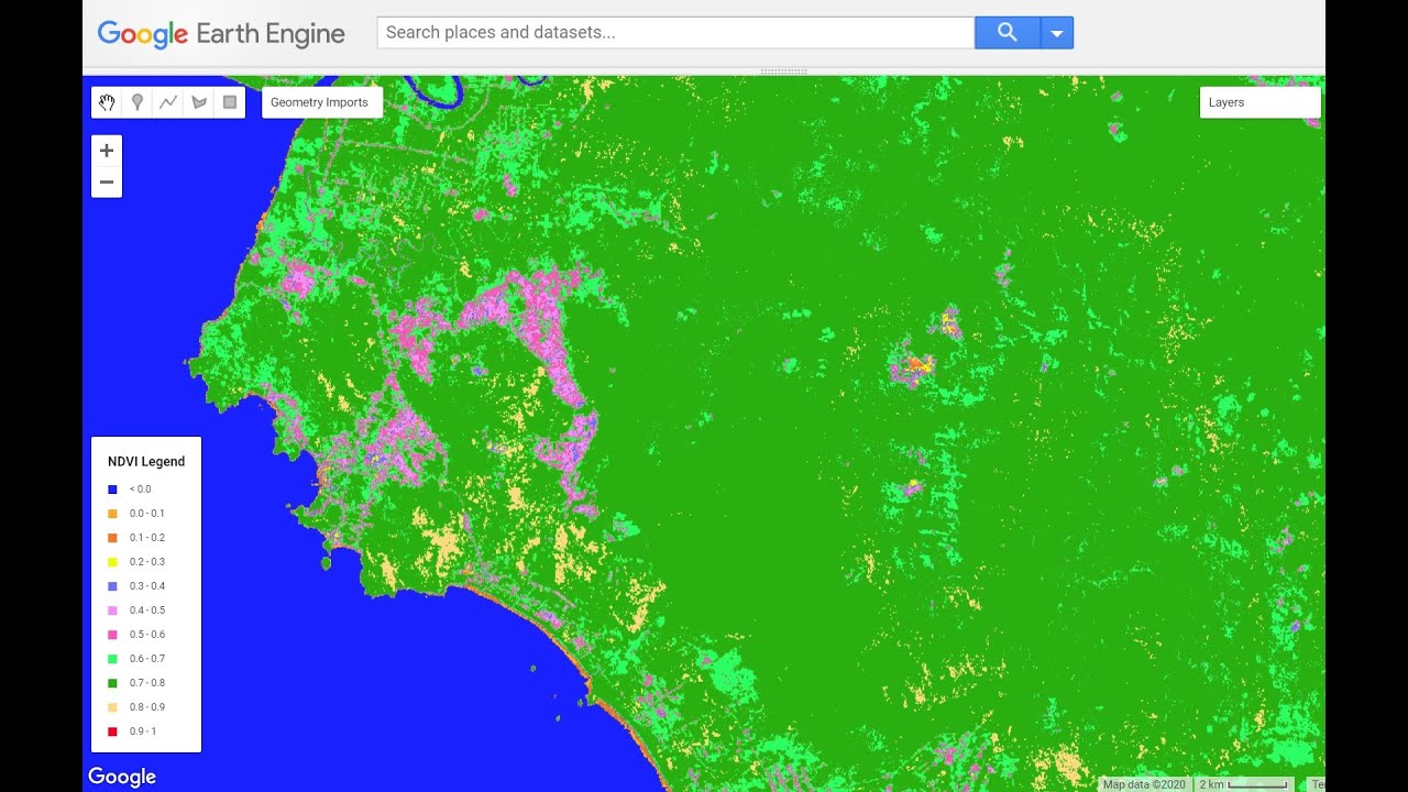 Google Earth Engine Tutorials: Split NDVI Value