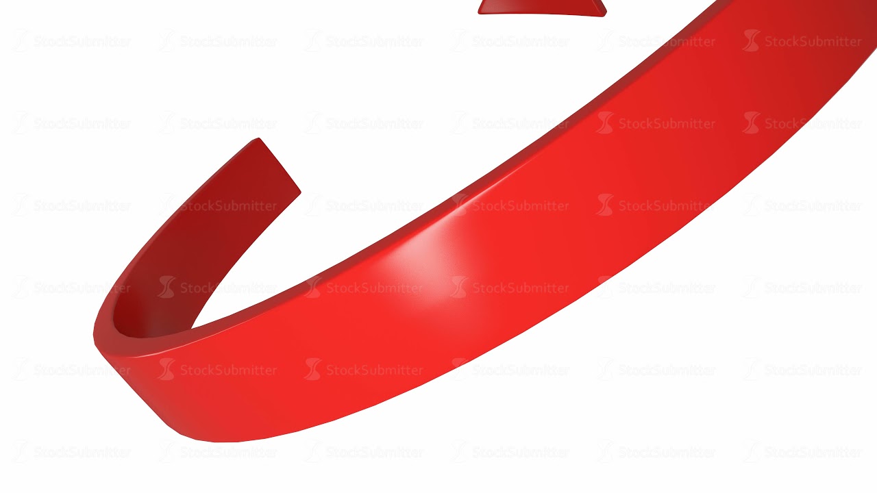 3D Red arrow icon rotating on white background. Loopable 4k seamless loop. Red arrow chart rotating