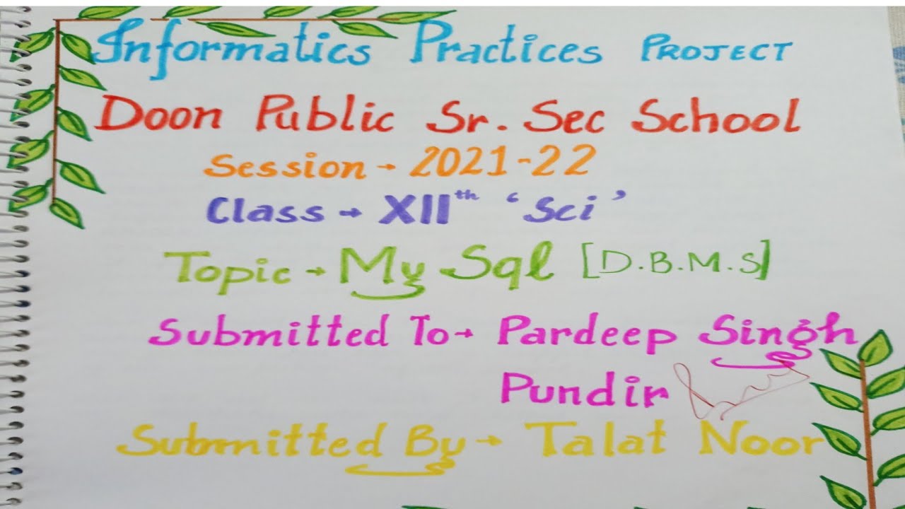 Class 12 Informatic Practices Practical file Term 2