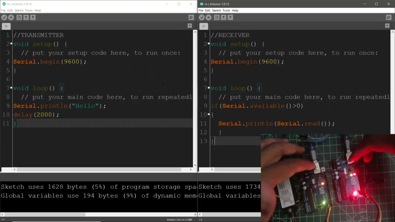 Interfacing two Arduino boards via UART and Decoding the communication protocol