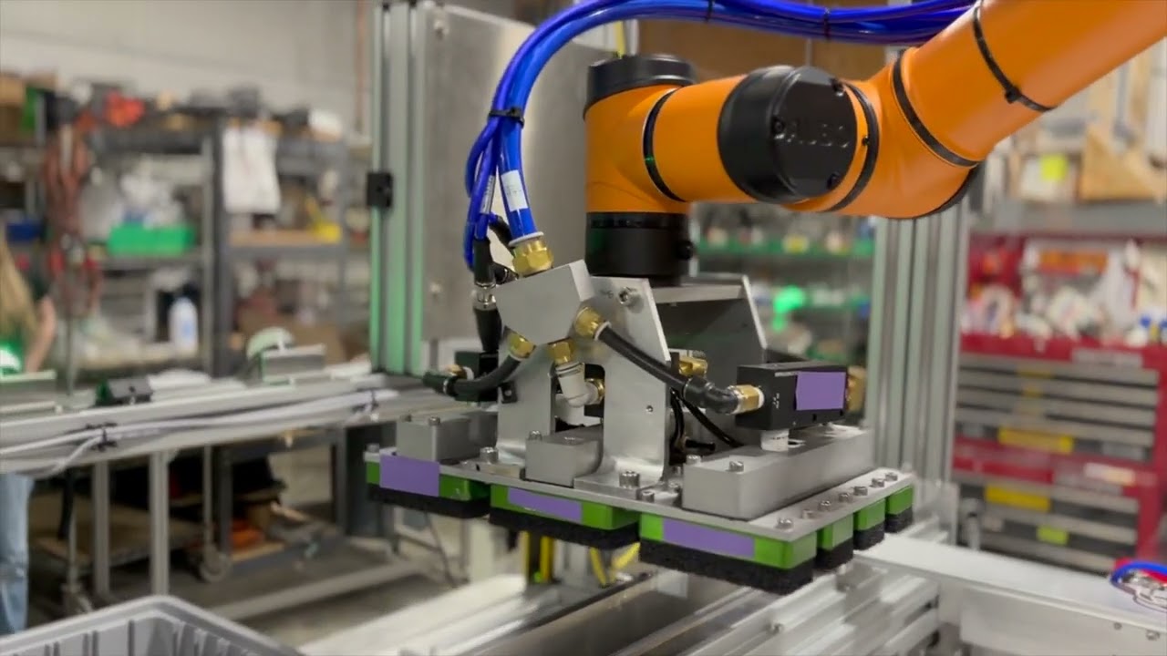 Material Tote Handling System - Robotic Stacker/Destacker - Automated Manufacturing Conveyor