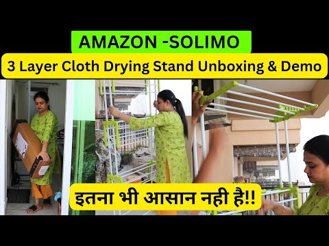 Amazon SOLIMO Cloth Drying Rack Unboxing, Demo & Review