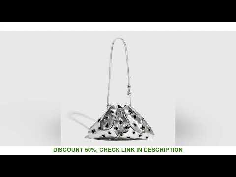 Women Metal Stud Y2k Shoulder Bag Large Capacity Retro Hollow Handbag Drawstring Crossbody Bag Shopp