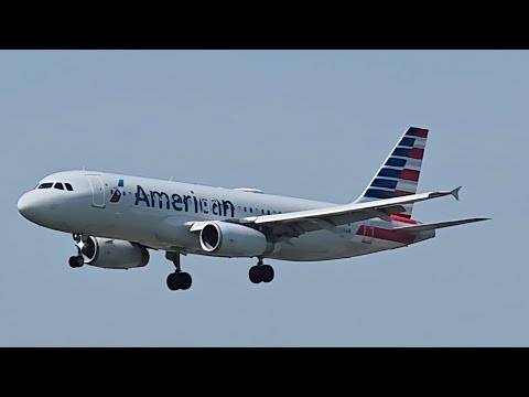 American 3330 A320 landing at TVC Cherry Capitol Airport in Traverse City MI on 6/8/25
