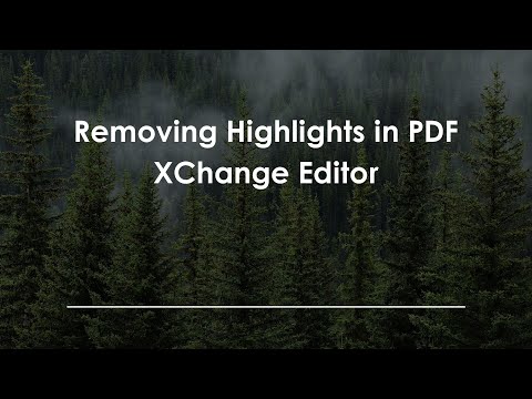 Removing Highlights in PDF XChange Editor
