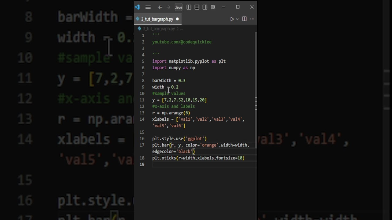 Matplotlib tutorial #3 | First Bar Graph | CodeQuickiee