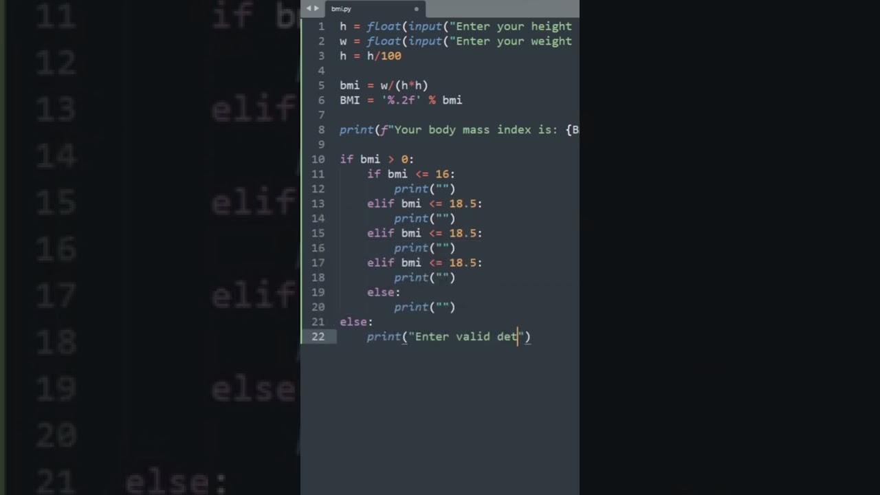 EASIEST WAY to CREATE BMI CALCULATOR with Python! (tutorial) #programming #python #coding #tutorial
