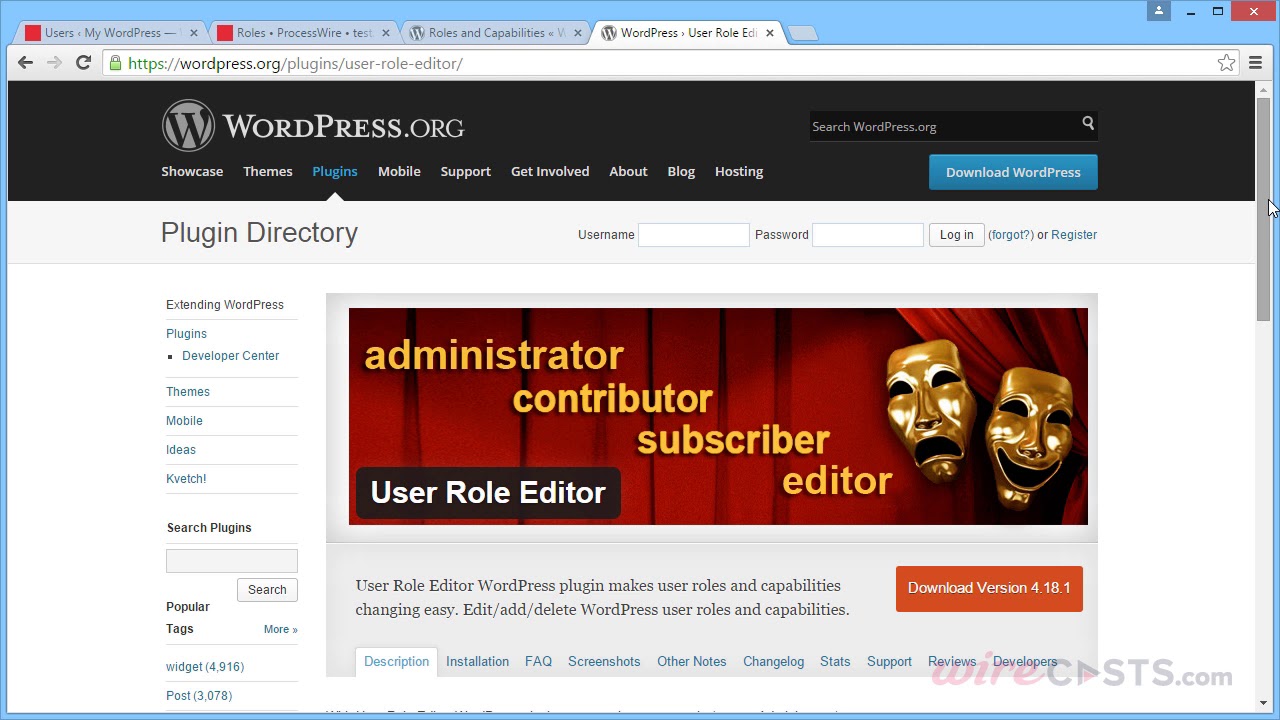 WordPress vs. ProcessWire - Users and Roles