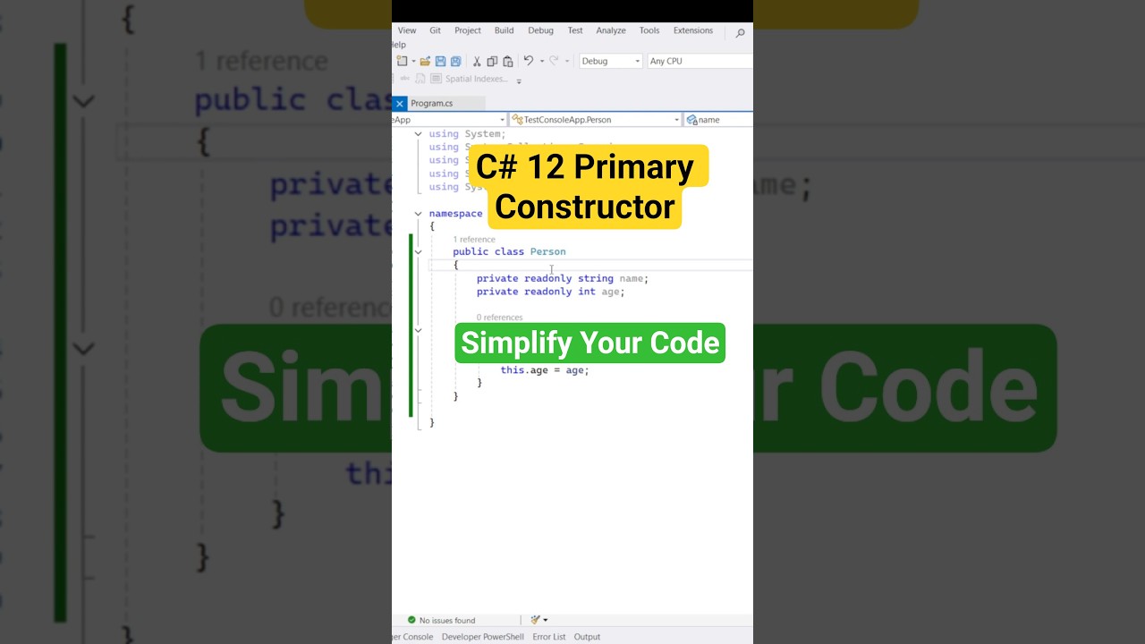 C# 12 Primary Constructors  🚀 | Simplify Your Code #csharp #cleancode #dotnet9  #coding