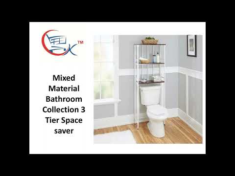 Washbasin Cabinet With Mirror: Mixed Material Bathroom Collection 3 Tier Space saver