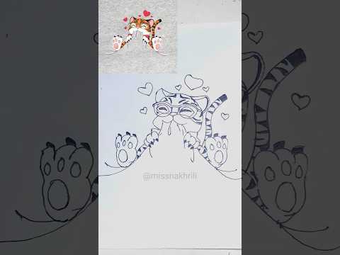 cute tiger drawing | tiger sketch | cartoon tiger drawing | cute cartoon drawing