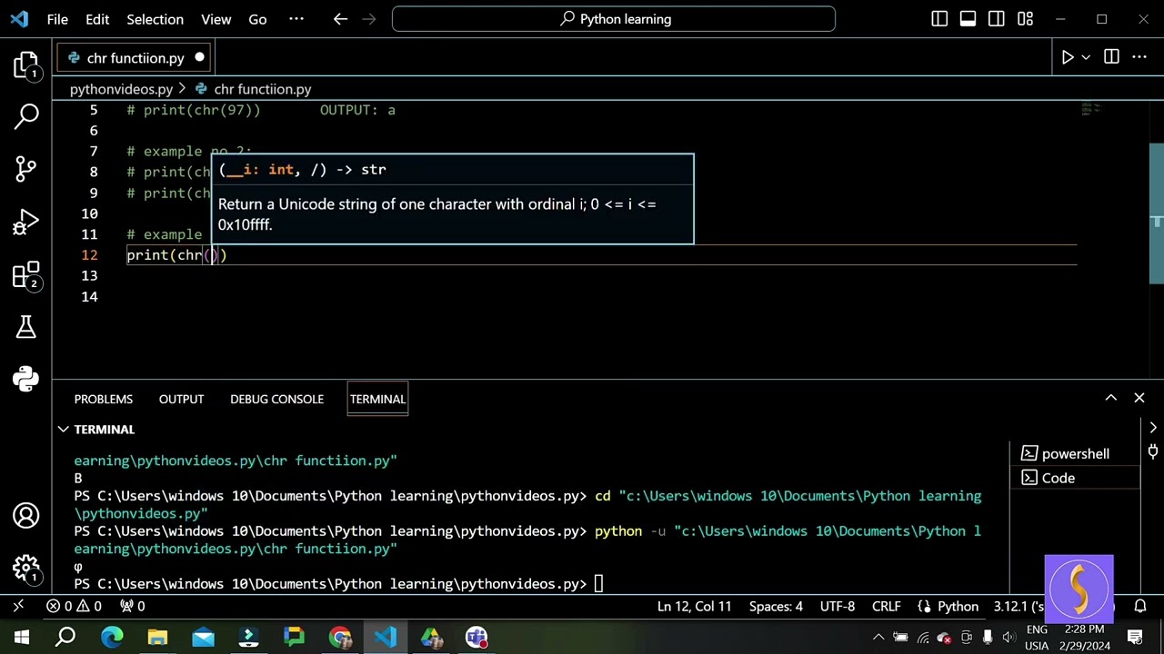 (MM) Understanding the chr() Function in Python