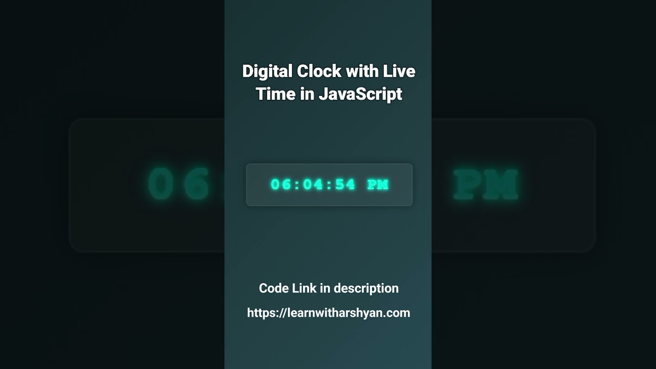 Digital Clock with Live Time in JavaScript | HTML CSS Tutorial #digitalclock #javascript #webdesign